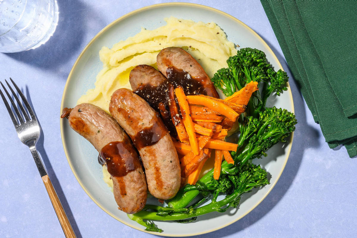 Double Banging Bangers and Garlic Mash Recipe | HelloFresh