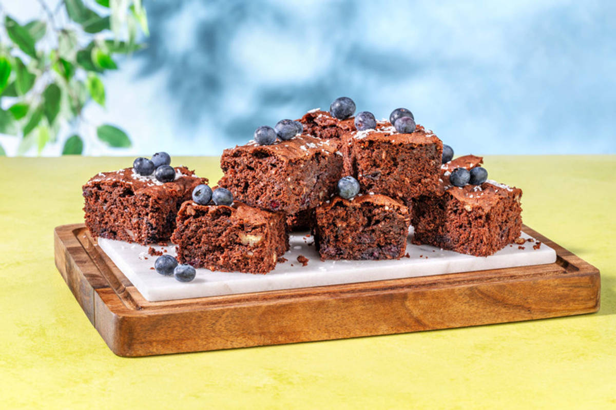 Chocoladebrownies met blauwe bessen Recept | HelloFresh