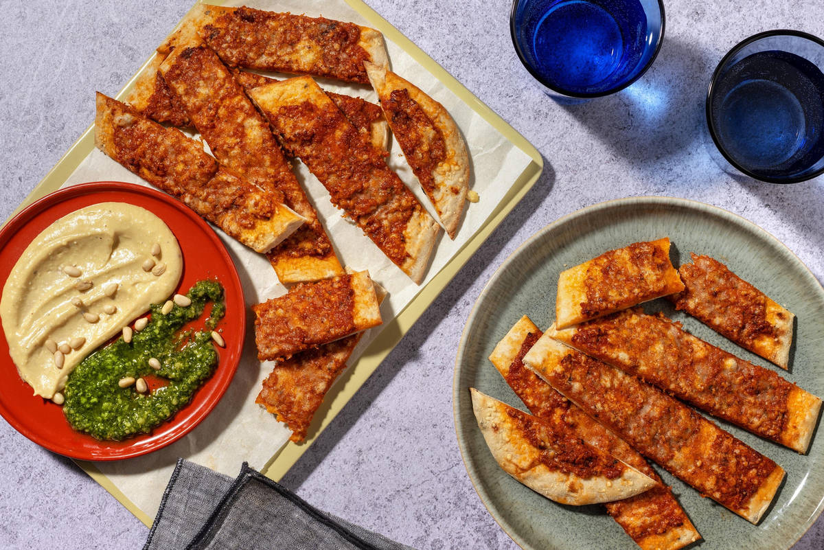 Pesto Houmous Dip and Naan Pizza Dunkers Recipe | HelloFresh