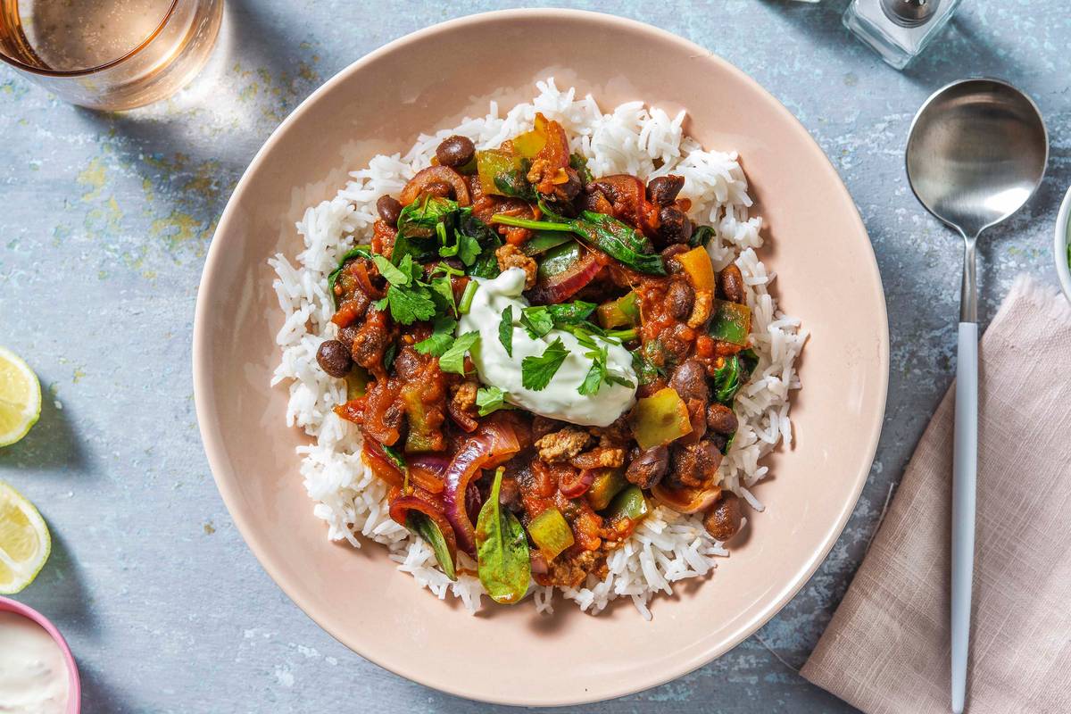 Veggie Packed Chilli with Brown Rice Recipe | HelloFresh