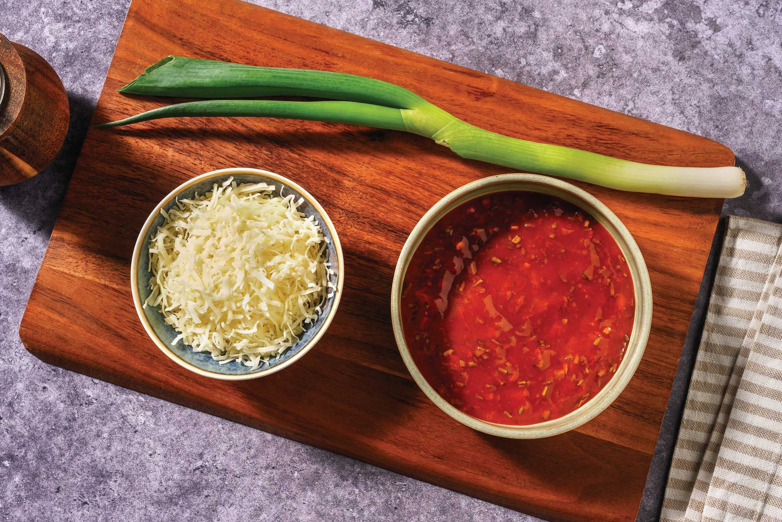 Shredded Cheddar Cheese, Chargrilled Capsicum Relish & Spring Onion ...