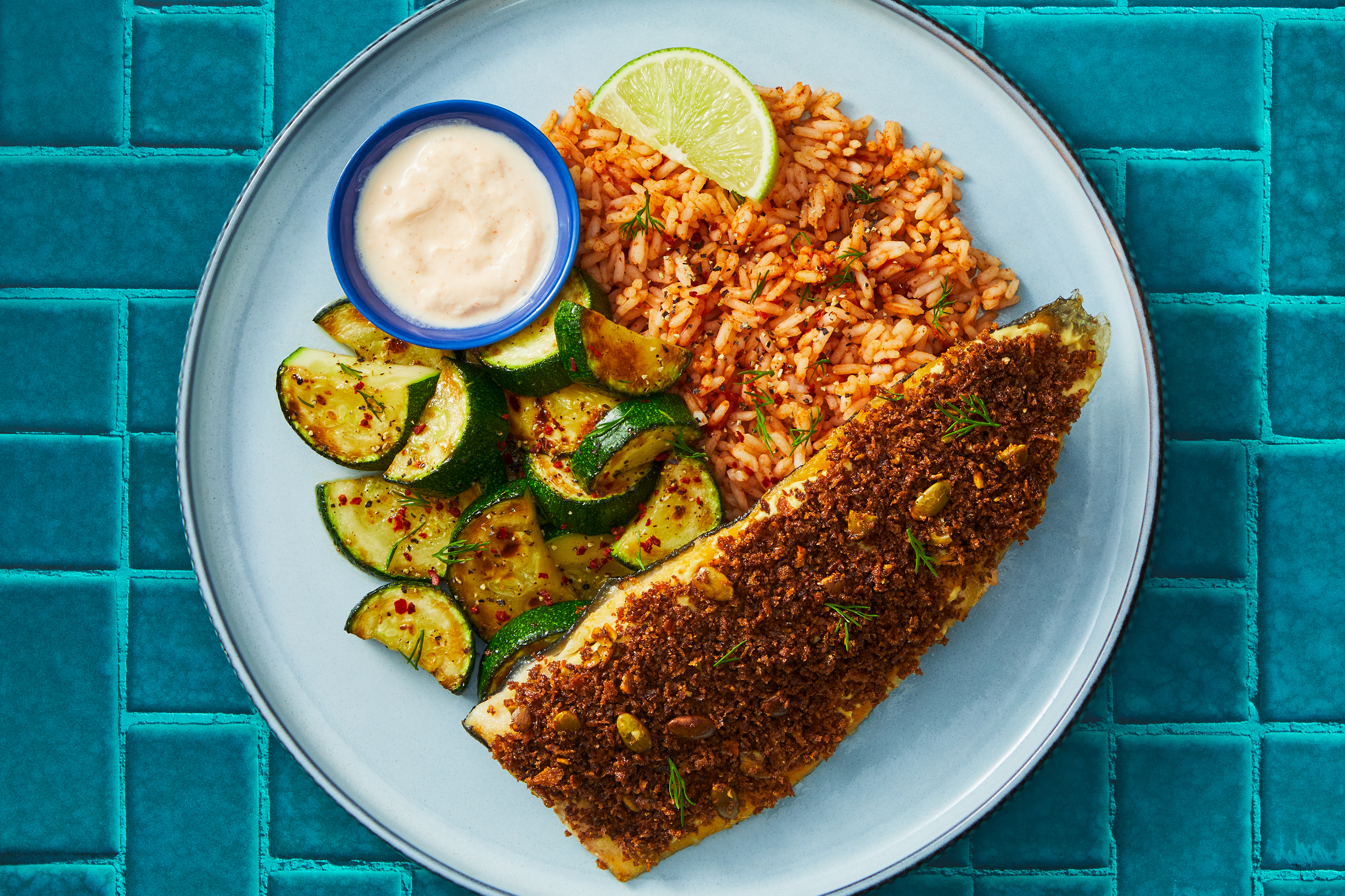 Pepita-Crusted Rainbow Trout & Rice Recipe | HelloFresh
