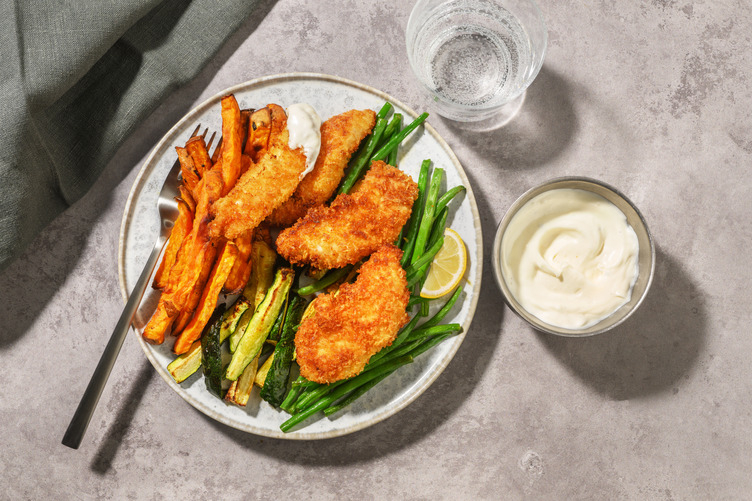 Crumbed Cheesy Chicken Dippers & Haloumi Recipe | HelloFresh
