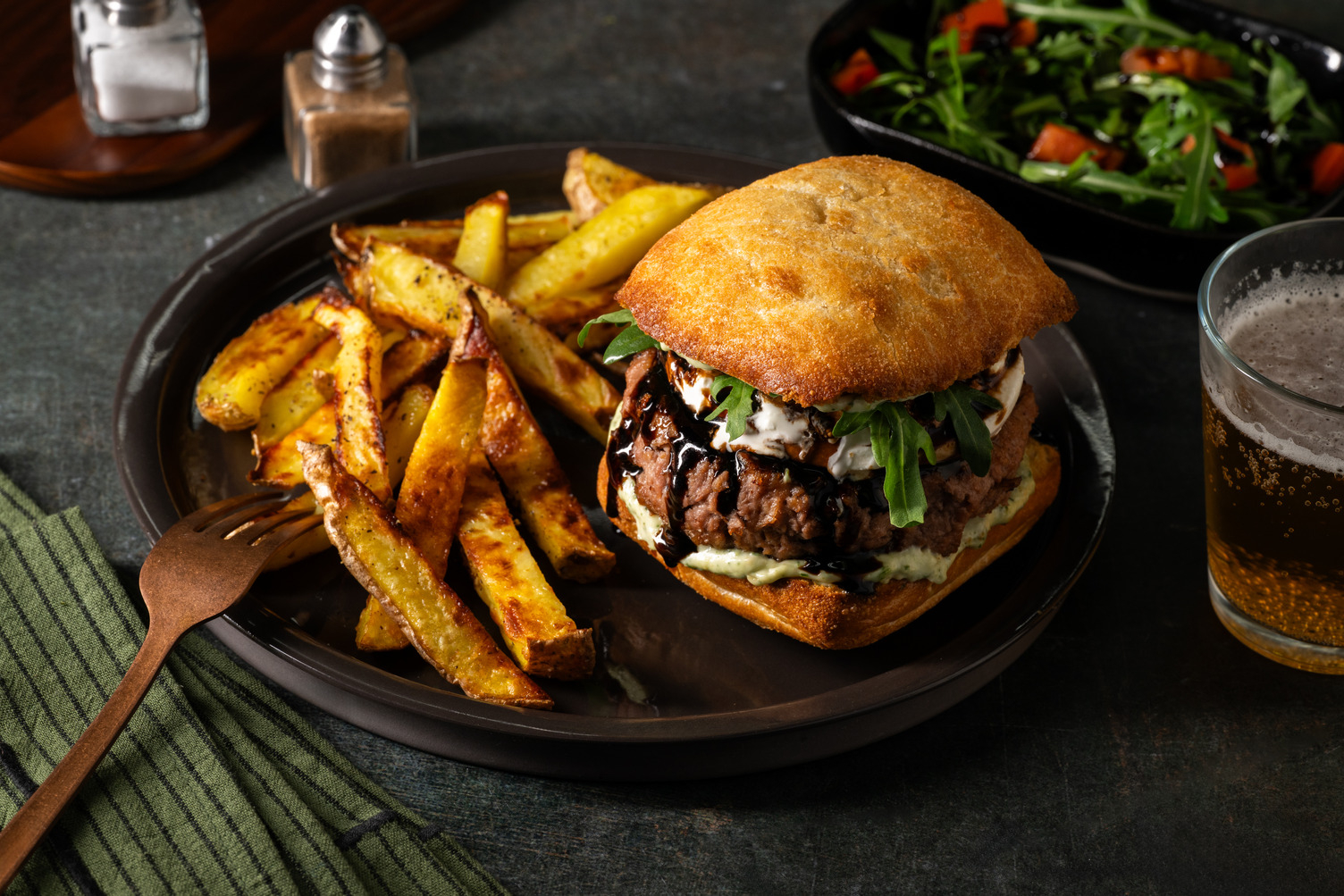 Burrata Topped Veggie Burger and Garlic Bread Buns Recipe | HelloFresh