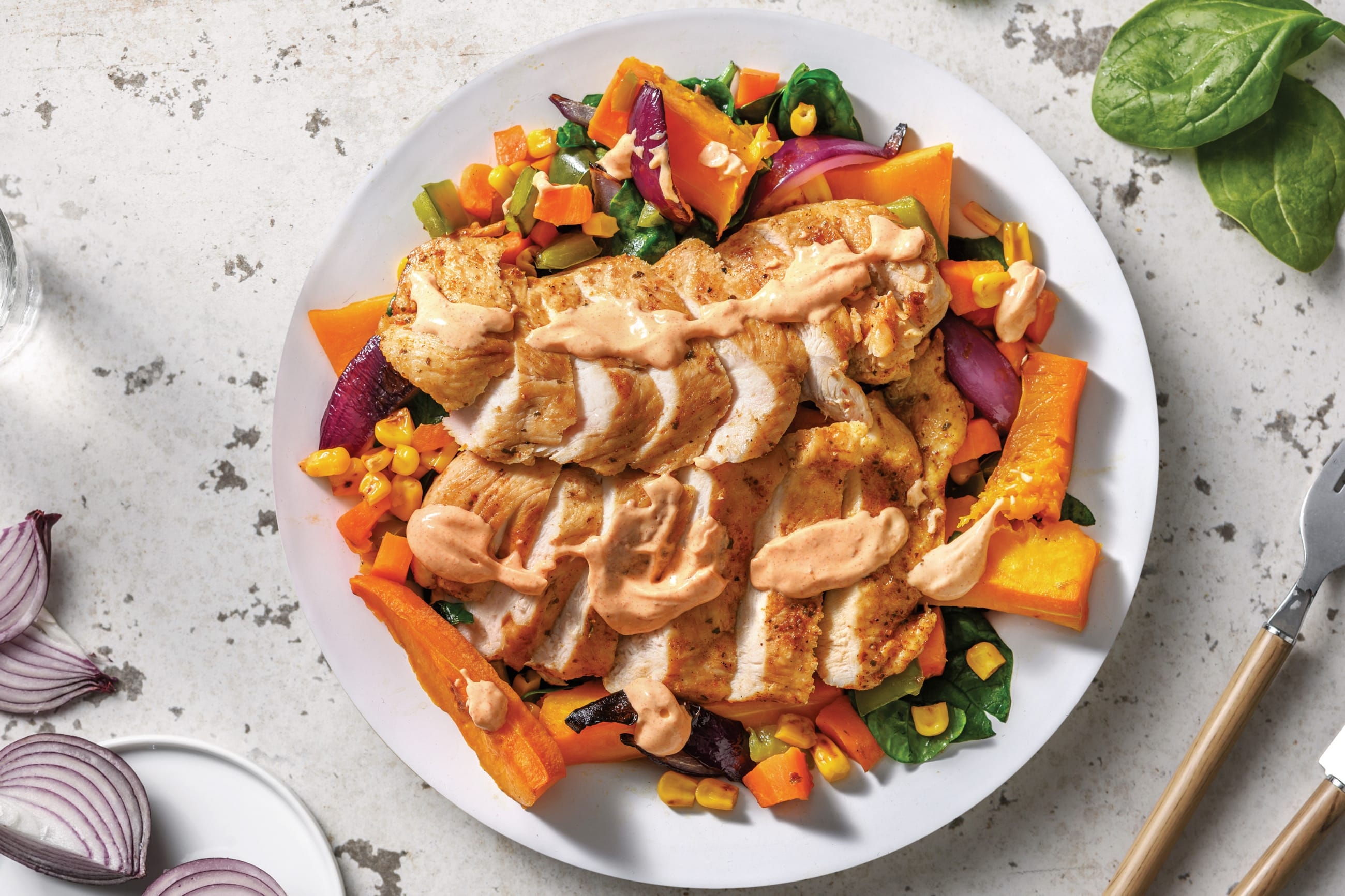 Spiced Salmon & Roast Capsicum-Kale Toss Recipe | HelloFresh