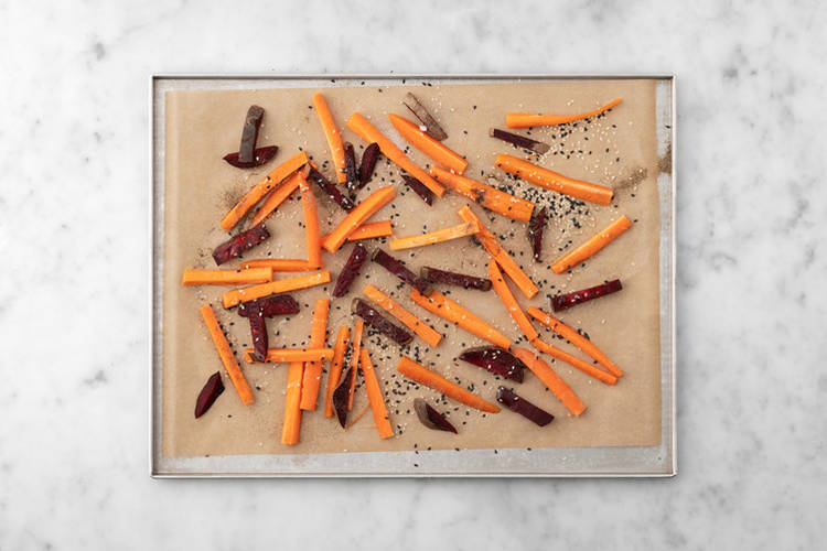 Double Middle Eastern Beef Rump & Sesame Veg Fries Recipe | HelloFresh